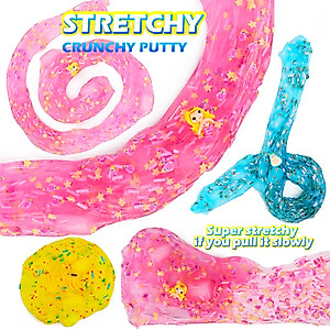 5 Pack Crystal Clear Slime Kit with Jelly Cubes Charms Add Ins for Girls Boys 10-12, Stars Moons Avocado Banana Pink Blue Crunchy Water Slime Set, Soft Sludge for Kids Birthday, Slime Party Favors