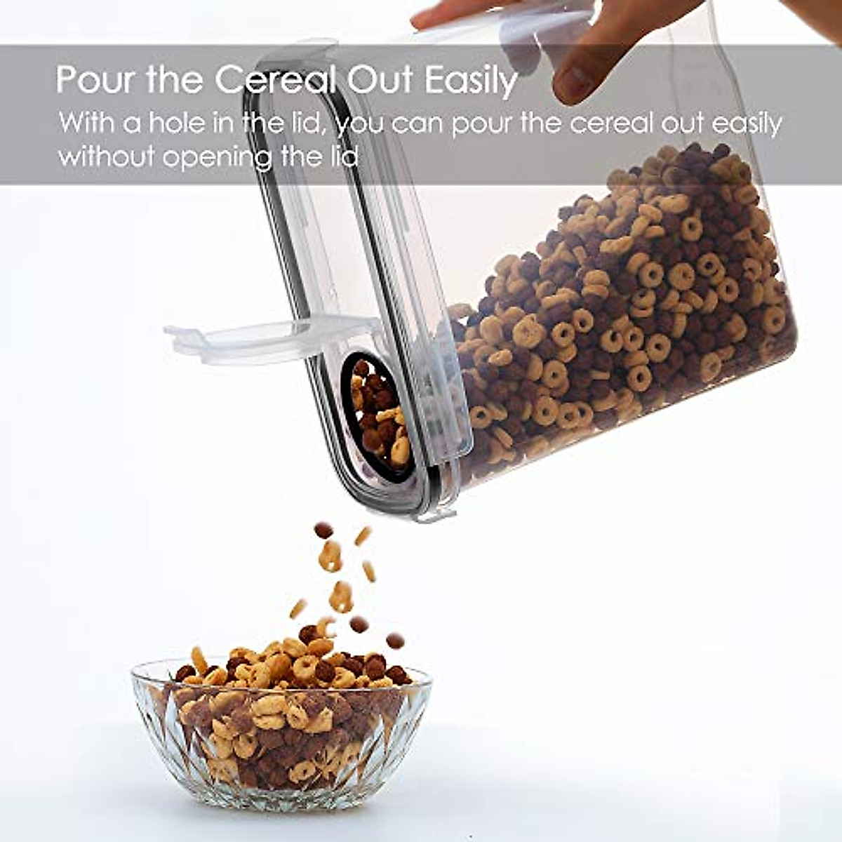 Vtopmart Cereal Storage Container Set, BPA Free Plastic Airtight Food Containers 84.5 fl oz for Cereal, Snacks and Sugar, 4 Piece Set Dispensers with 24 Chalkboard Labels, Black