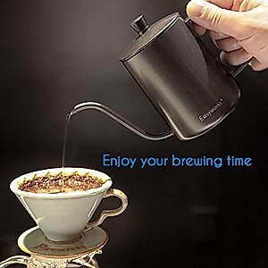 Easyworkz Gage Gooseneck Pour Over Coffee Kettle 20 oz with Thermometer Stainless Steel Hand Drip Coffee Pot With Long Narrow Spout