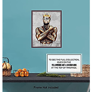 African American Wall Decor - Motivational Black Art - Black Man Positive Quotes Poster - Boys Bedroom Home Office Man Cave - Inspirational Encouragement Gifts for Men - Positive Affirmations Picture