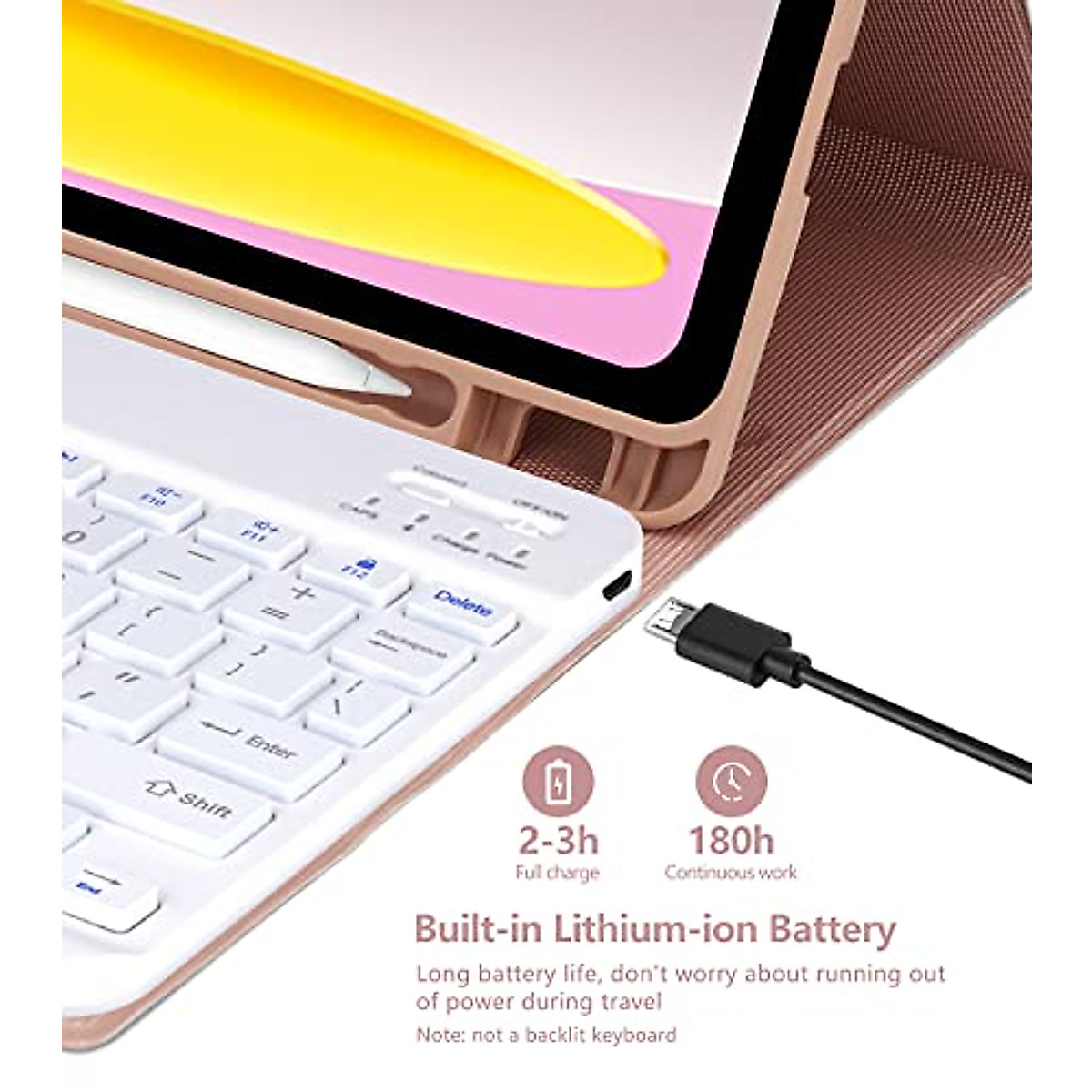 Keyboard Case for iPad 10th Generation 10.9 inch (2022) - Smart Keyboard for iPad 10th Generation, Removable Bluetooth Keyboard - Auto Sleep/Wake Up Folio Cover, Cute Case, Pink