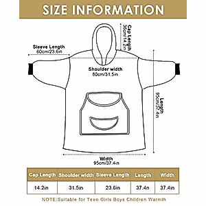 Blanket Hoodie Oversize Huge Hooded Blanket Sweatshirt with Deep Pockets and Elastic Sleeves, Women's Men's Fleece Lamb Fleece Soft Warm Comfortable Blanket Jacket Sweater Gift Adult Youth One Size