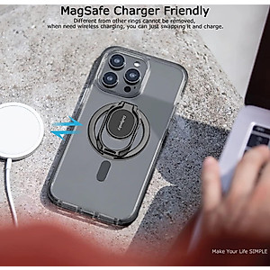 Doflyesky Magnetic Phone Ring Holder with Magsafe, Double Adjustable Gym Finger Ring Grip, Removable Phone Grip, for iPhone, iPad and Smartphones, Compatible with Magnetic Car Mount (Colorful)