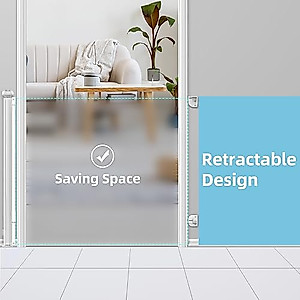 HAOBEIBEI Retractable Baby Gates, Mesh Baby Gate or Dog Gate Extends to 55" Wide 33" Tall, Mesh Child Safety Baby Gates, Dog Pet Retractable Gates for Stairs, Doorways, Hallways, Indoor, Outdoor