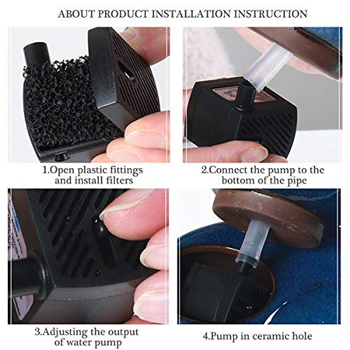 Aolnv Lotus Cat Water Fountain, Automatic Ceramic Drinking Fountain for Pets,Easy to Clean, 50.8 oz. Water Capacity (Blue)