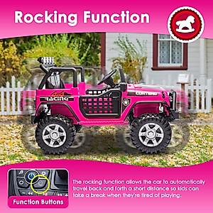 Sopbost 12v 7Ah 2-Seater Ride On Truck Electric Ride On Car for Kids w/Parent Remote Control Battery Powered Off-Road Ride on Toys w/Spring Suspension, LED Lights, Music (Pink)