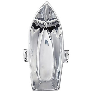 Godinger Wood Lined Boat Bowl with Salad Server, Silver