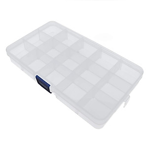 Xiaoyztan 15-Grid Plastic Component Case Organizer for Small Parts Hardwares or Crafts, Pack of 2
