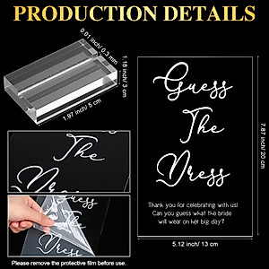Seajan Guess the Dress Bridal Shower Game Acrylic Bridal Shower Sign Fun Bridal Shower Games Table Sign 50 Black Gold Guessing Cards 20 White Acrylic Pens for Guests Wedding Shower Games Party