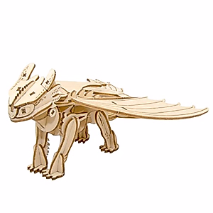 DreamWorks How to Train Your Dragon Toothless 3D Wood Puzzle & Model Figure Kit (41 Pcs) - Build & Paint Your Own 3-D Movie Toy - Educational Gift for Kids & Adults, No Glue Required, 8+ 