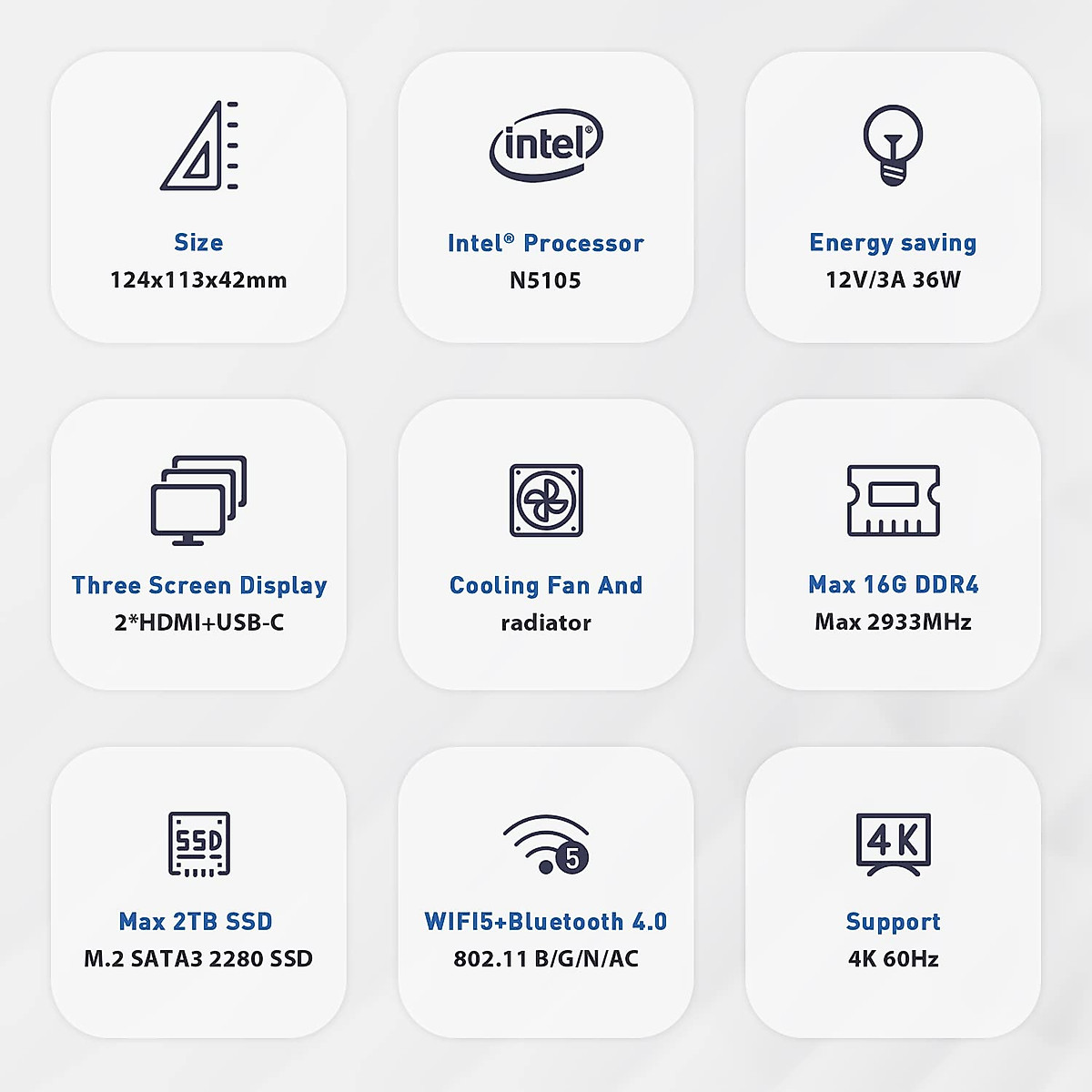 Beelink New 11th Intel 4 core N5105 Processor(up to 2.9GHz), Mini PC,Mini Computer with 16G DDR4 RAM/500GB M.2 SATA3 2280 SSD,Supports 4K FPS/Dual HDMI,WiFi5,BT4.0