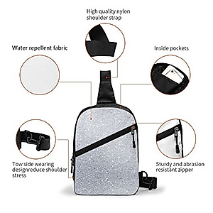 Diamond Silver Pattern Sling Bag Foldable Chest Shoulder Backpack Fanny Pack Crossbody Bags For Men Women Travel Hiking Outdoors