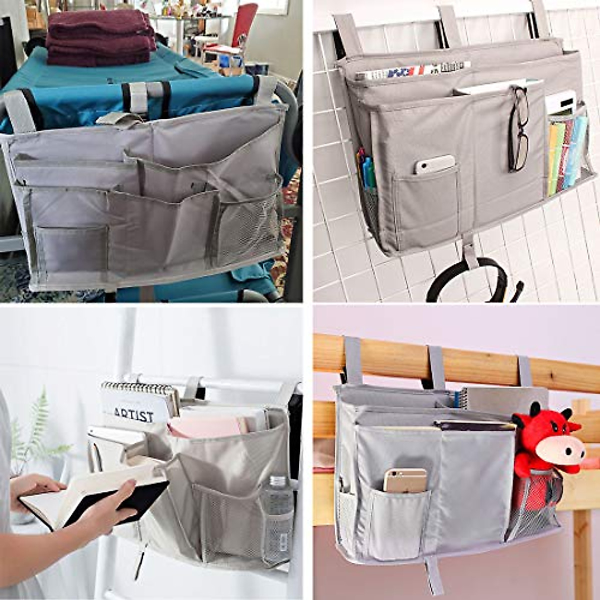 Bunk Bed Under Bedside Caddy Cup Holder for End Table,Desk,Recliner Chairs Arm Rest,Office Mounted,Baby Crib Basket Hanging Hanger Bag Storage Containers for Cell Phone,TV Remote Control,Book,Tablet