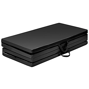Giantex 4'x8'x2" Gymnastics Mat Folding PU Panel Gym Fitness Exercise Christmas Gift (Black)