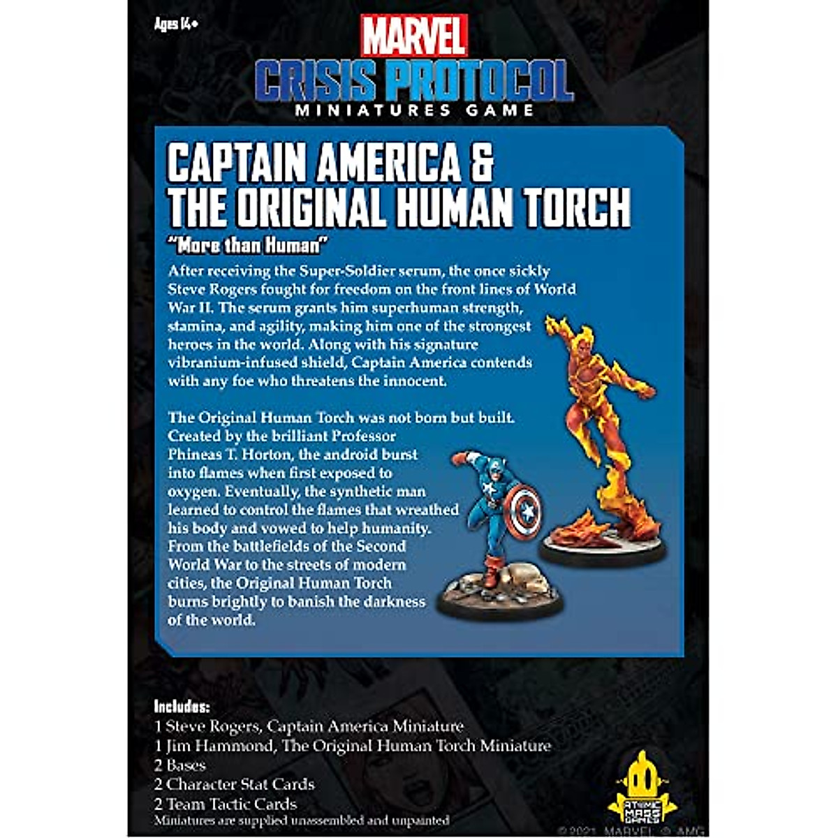 Marvel: Crisis Protocol Captain America & The Original Human Torch Character Pack - Unite Iconic Heroes! Tabletop Superhero Game, Ages 14+, 2 Players, 90 Minute Playtime, Made by Atomic Mass Games