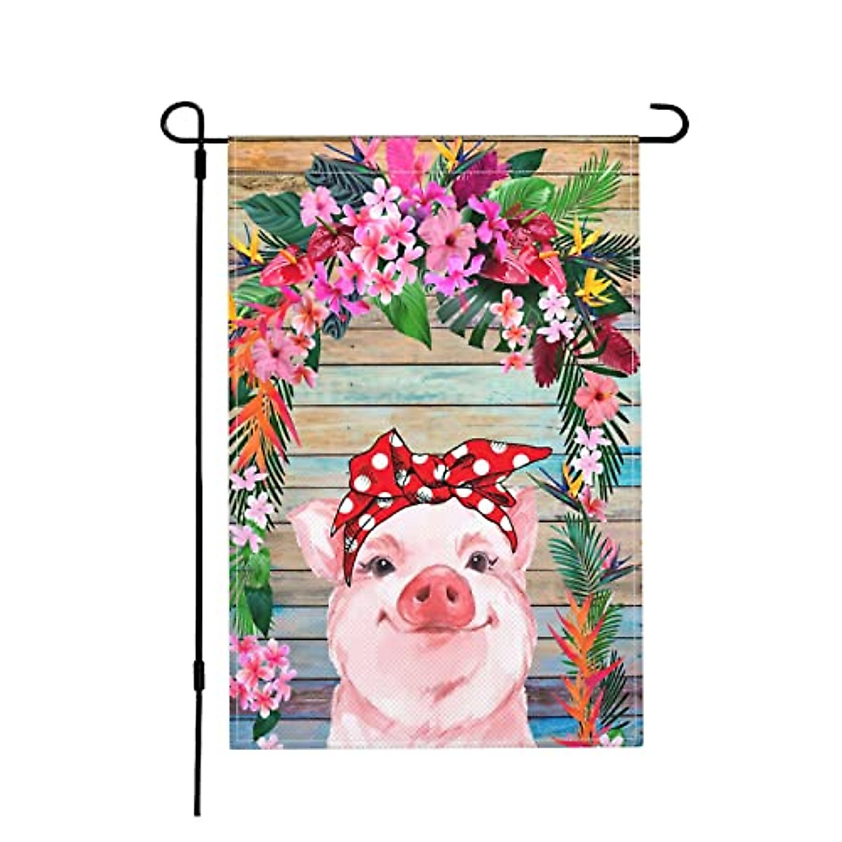 WOWUSUO Funny Pig Garden Flag Yard Flag Burlap Home Flag Double Sided Outdoor Decoration 12 X 18 Inch