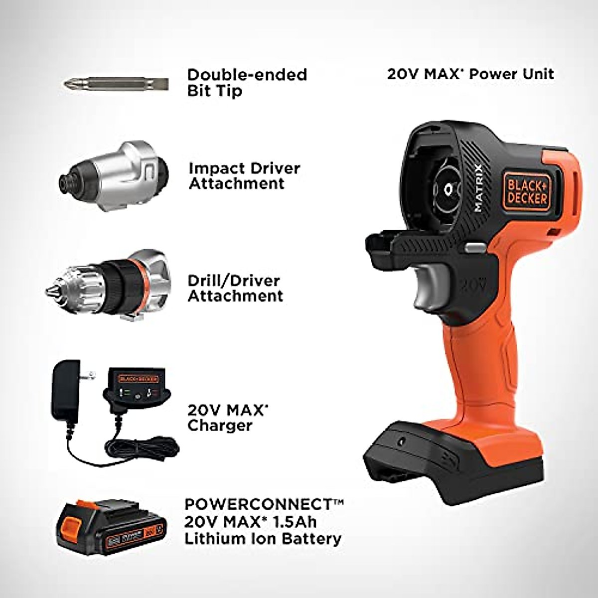 BLACK+DECKER Inflator Multi-Tool Attachment with 20V MAX Matrix Cordless Drill Combo Kit, 2-Tool (BDCMTHPI & BDCDMT120IA)