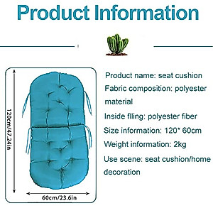 Swivel Rocker Chair Cushion 120x60cm, Washable & UV-Resistant Rocking Replacement Chair Pads, Cushion Mat for Recliner Rocking Rattan Chair Garden Seat Cushion Sofa Tatami Mat, No Chair