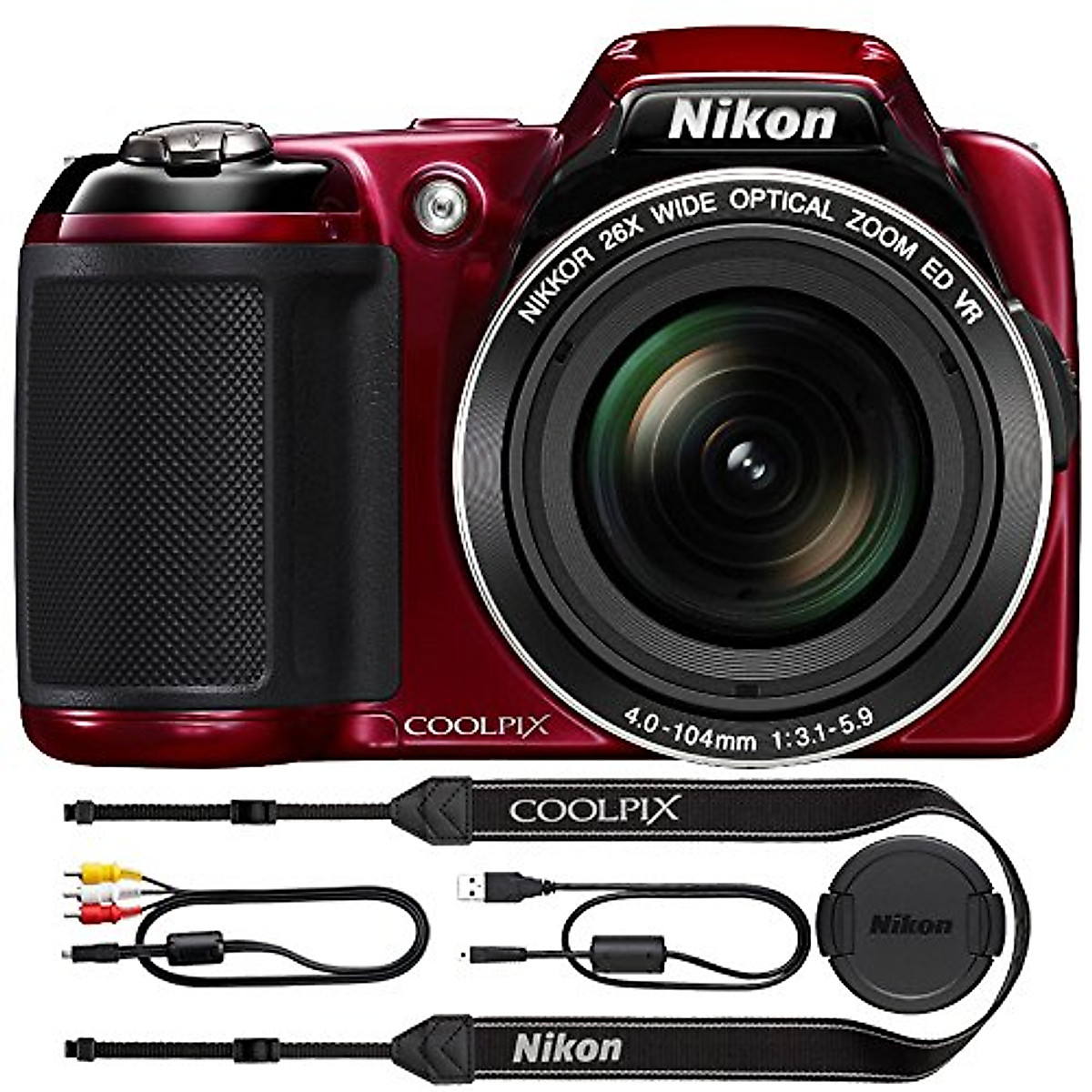 Nikon COOLPIX L810 16.1 MP 3.0-inch LCD Digital Camera - Red - (Renewed)