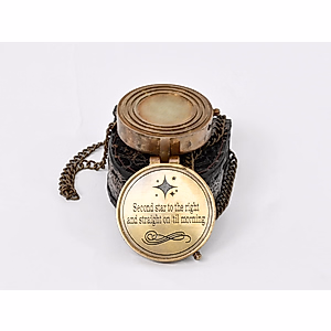 The New Antique Store - Engraved Compass, Customized Brass Compass for Anniversary, Birthday, Graduation Day, Confirmation, Valentine, Parting, Sailor Gift (Peter Pan)