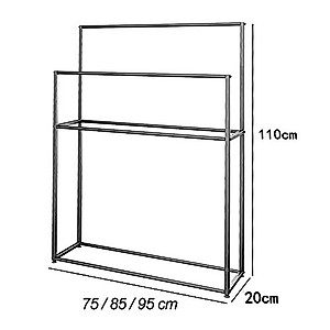 -Shelf Balcony Bathroom Freestanding Towel Racks,Floor Towel Stand for Pool,Kitchen,Washroom,Bath Iron Drying Holder,Rust-Resistant,Easy to Assemble/Black/85 * 20 * 110Cm