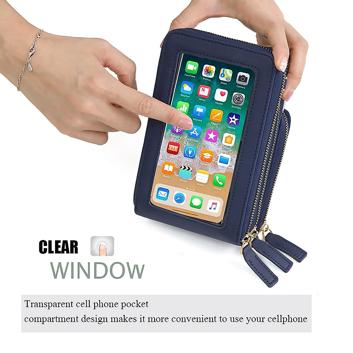 myfriday Touch Screen Crossbody Phone Purse for Women, Rfid Blocking Small Cellphone Shoulder Purse with 2 Adjustable Strap