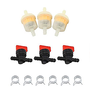 In Line Fuel Gas Filter Shut Cut Off Valve Clamp Fuel Filters Replacement Part Lawn Mower Clamps Garden Brush Cutter Lawnmower Sets for Garden and Agricultural