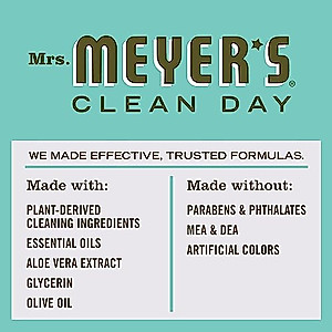 MRS. MEYER'S CLEAN DAY Hand Soap Refill, Made with Essential Oils, Biodegradable Formula, Basil, 33 fl. oz