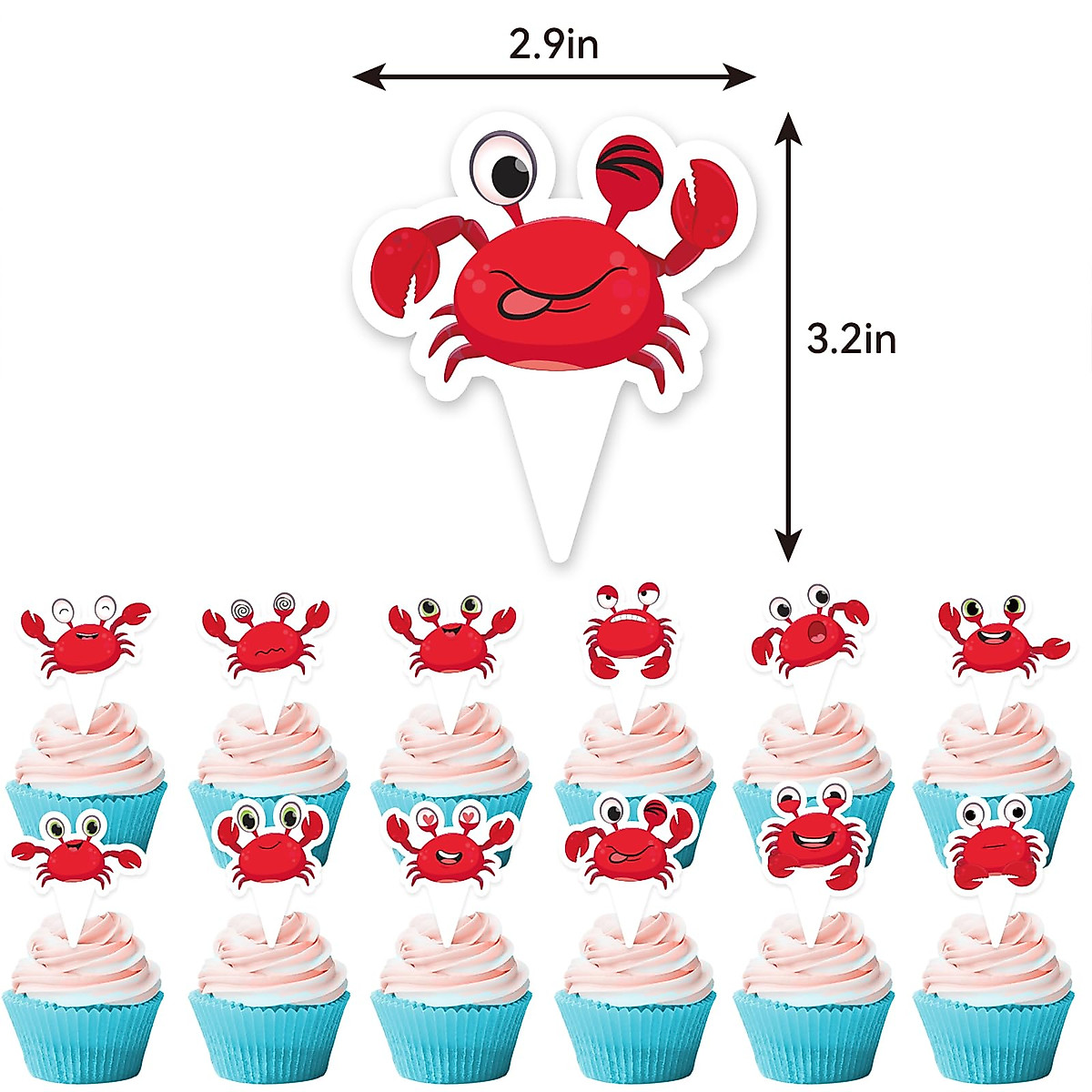 Crab Birthday Party Supplies Crab Party Decorations Includes Crab Happy Birthday Banner Cake Topper Cupcake Toppers Balloons for Crab Party, Seafood Party, Ocean Party