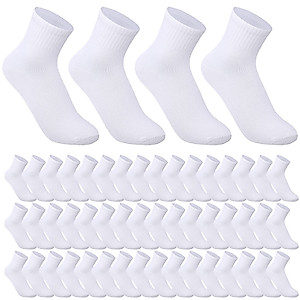 Tarpop 48 Pairs Men Quarter Ankle Socks Athletic Socks Moisture Wicking Bulk Crew Casual Sports(White)