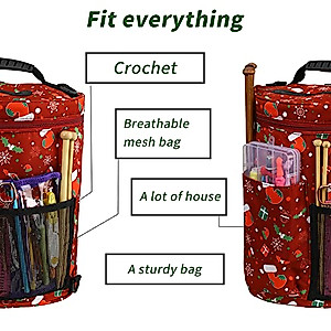 Qukou Yarn Storage Portable Bag, Normal Capacity Knitting Projects Organizer for Yarns, Crochet Hooks, Knitting Needles