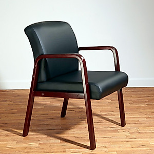 Alera ALERL4319M Alera Reception Lounge Series Guest Chair, Mahogany/black Leather
