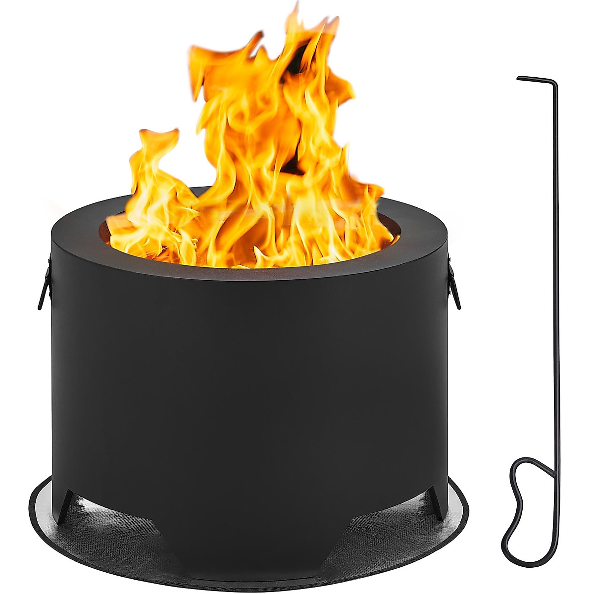 Yaheetech Fire Pit 23.5in Smokeless Fire Pit Tabletop with Stand Outdoor Wood Burning Firepit Set for Outside Camping with Silicone Mat & Fire Poker & Rain Cover & Lid & Log Grate