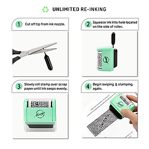 Miseyo Wide Roller Stamp Identity Theft Stamp 1.5 Inch Perfect for Privacy Protection,Anti-Theft Security Confidential Easy for Guard Personal Information Blockout - 3Pack Set (Mint Green)