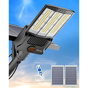 Ofuray 4600W and 7500W Solar Street Light Outdoor Waterproof,Solar Parking Lot Lights Commercial Dusk to Dawn, 6500k IP67 Street Led with Remote Control for Street,Court,Barn