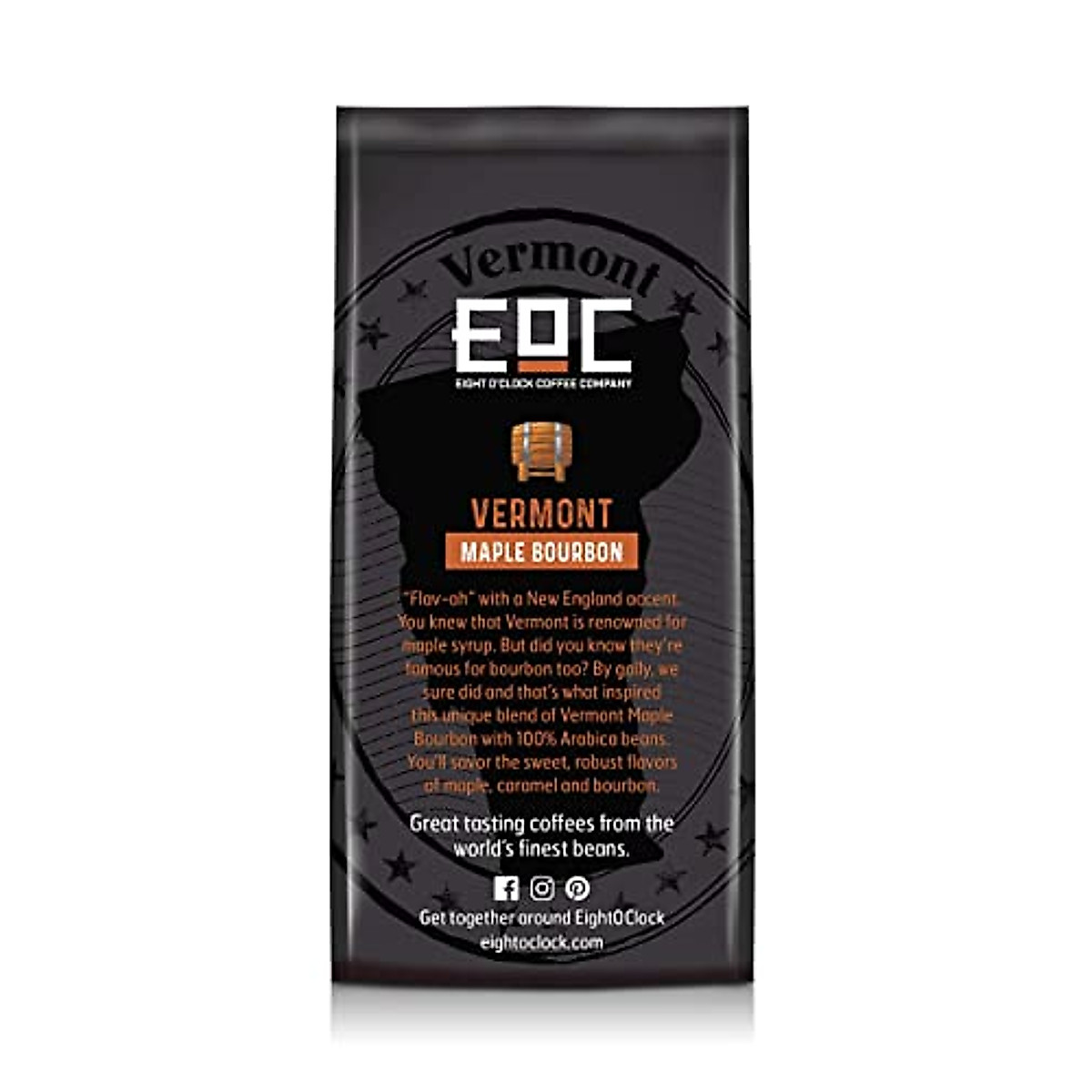 Eight O'Clock Coffee Flavors of America Vermont Maple Bourbon, 11-Ounce, Ground Coffee, Robust Maple, Caramel & Bourbon