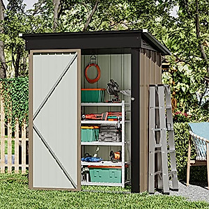 GUNJI 5 x 3 FT Shed Outdoor Storage Shed Metal Garden Shed with Lockable Door Outside Waterproof Tool Shed for Backyard, Patio, Lawn