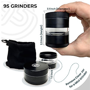 95Grinders 5-Piece 2.2" Premium Spice Mixer | Heavy-Duty Aluminum, Kief Catcher, Smooth Grind, No-Stick Design, Kitchen Essential
