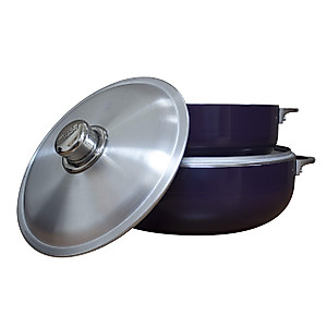 IMUSA USA 2 Piece Purple Caldero (Dutch Oven Set with Aluminum Lid (4.4Qt, 6.9Qt) Oven Safe