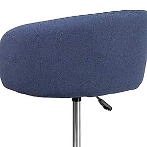 Flash Furniture Luis Contemporary Blue Fabric Adjustable Height Barstool with Barrel Back and Chrome Base