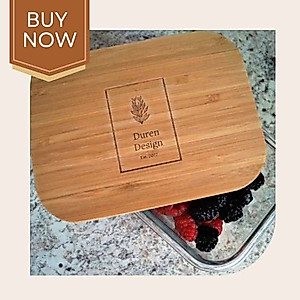 DurenDesign Airtight Glass Food Storage Container With Bamboo Lid, Lunch Box for Meal Prep, Eco-Friendly Kitchen Organization 640ml