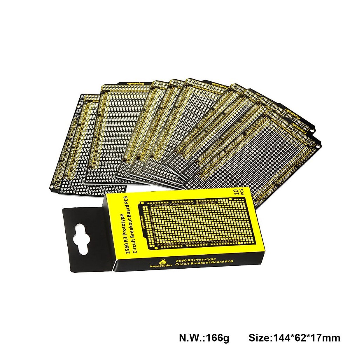 KEYESTUDIO 10PCS Proto Shield for Arduino Mega, Double Sided PCB Prototype Shield Solderable for Arduino Mega R3 2560