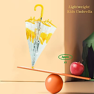 LLanxiry Umbrella Kids Clear Bubble Auto Open Umbrellas for Rain Children's Safe Transparent Dome Waterproof Stick Lightweight Umbrella for Boys Girls (Flower-Yellow)