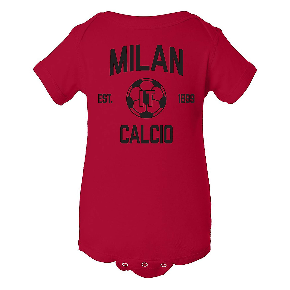 UGP Campus Apparel Milan Home Kit World Classic Soccer Football Arch Infant Creeper Bodysuit - 12 Month - Red