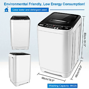Nictemaw Portable Washing Machine 20Lbs Capacity 2.8 Cu.ft Portable Washer and Dryer Combo with 10 Programs and 8 Water Level Selections Compact Washer Machine for Apartments, Dorms, Rv-Glass Cover