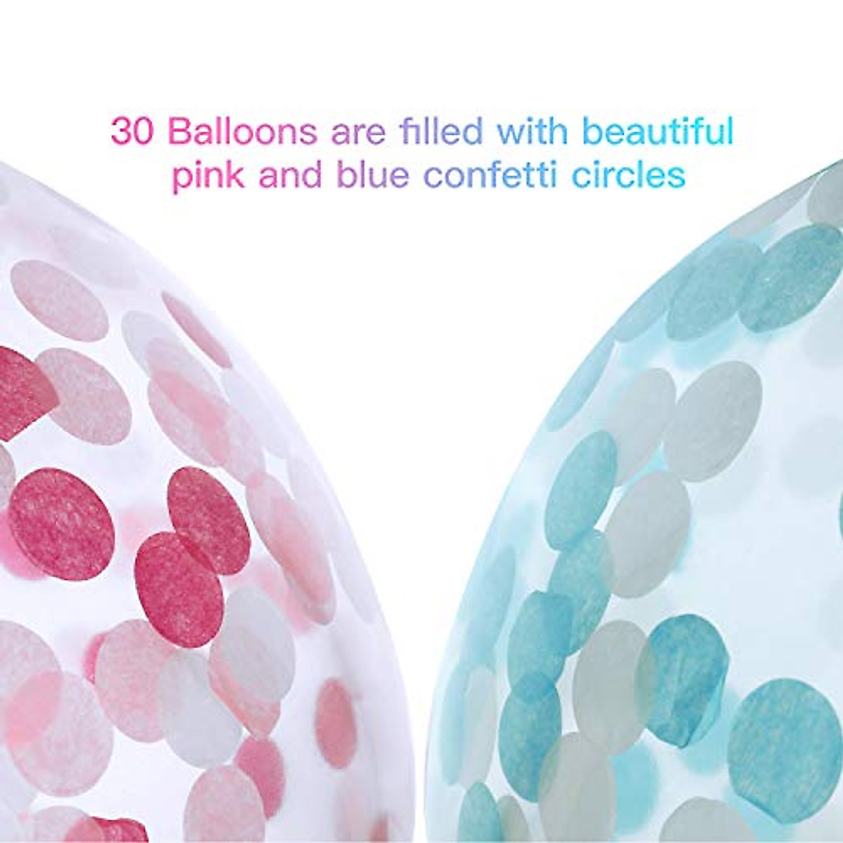 60 Pieces 12 Inch Gender Reveal Pink Blue Balloons Confetti Balloons Pastel Balloons for Wedding Baby Shower Birthday Party Supplies