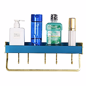 FVRTFT Shower Rack with Hook Shower Caddy Self Adhesive Shower Shelves Wall Mounted No Drilling Space Aluminum For Bathroom Kitchen,blue B,50cm