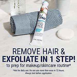 NAIR Prep and Smooth Face, Facial Hair Removal for Woman, Touch Free Hair Removal Cream, with Sensitive Coconut Milk and Collagen for Skincare, Dermatologist Tested, 1.76 oz