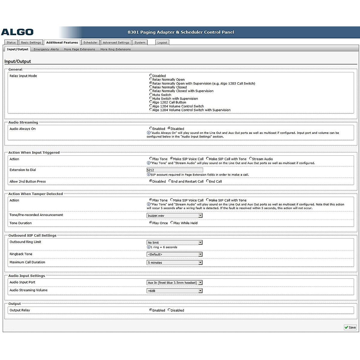 Algo 8301 IP Voice Paging Adapter & Bell Scheduler