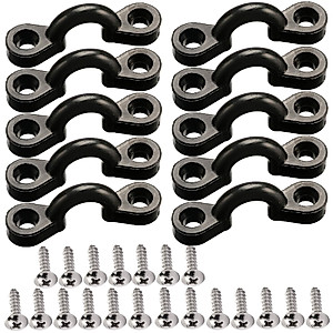 Borogo Kayak Pad Eye Kit, 10PCS Nylon Bungee Deck Loops Tie Down Pad Eye with 20 Screws for Boat Kayak Deck Rigging Kit